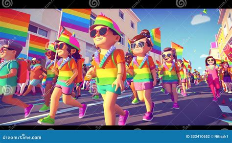 Pride Parade Lgbt Community Meeting People With Heart Rainbow Flag