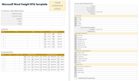 Free Microsoft Word Request For Quotation Rfq Templates