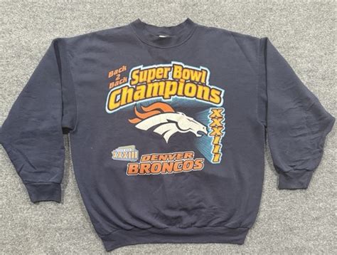 Vintage Logo 7 Denver Broncos Nfl Super Bowl Crewneck Sweatshirt Mens L