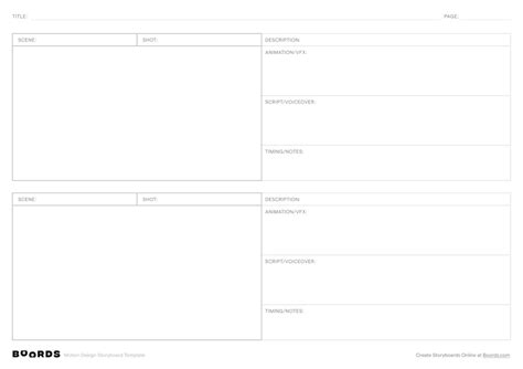 Motion Design Storyboard Templates Free Download Boords