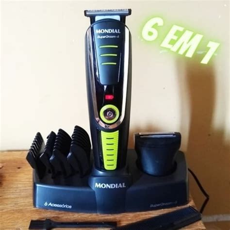 Aparador De Pelos Super Groom 06 Mondial Preto Verde 6W Bivolt BG
