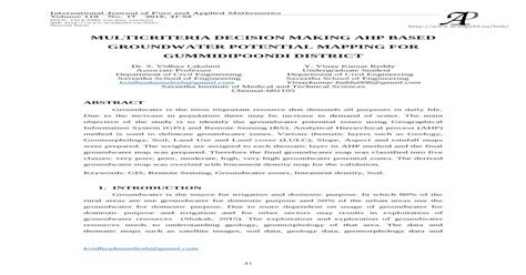 Pdf Multicriteria Decision Making Ahp Based Groundwater · Remote Sensing Data Combined