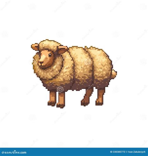 Pixel Art Sheep With Fluffy Wool Vector Icon Design 330385773