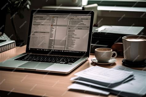 Premium Ai Image A Minimalist Desk Setup With A Laptop Displaying An