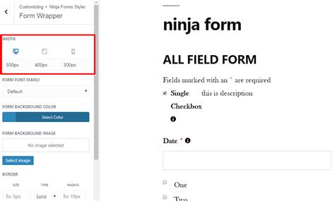 Form Wrapper Width Wpmonks