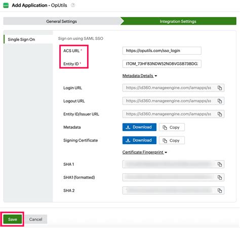 Configuring Saml Sso For Oputils Identity360