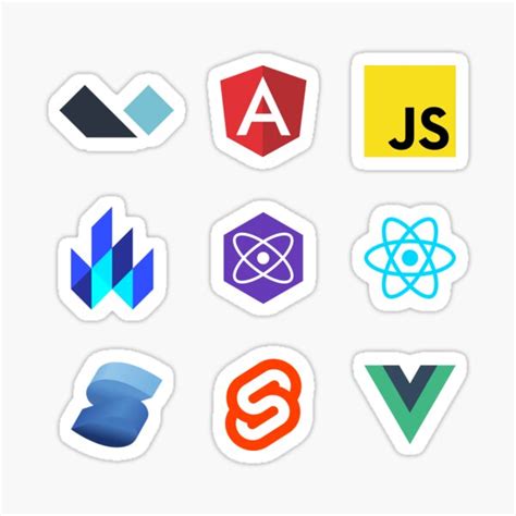 Alpine Js Angular JavaScript Lit Preact React Solid Svelte Vue X Sticker Pack