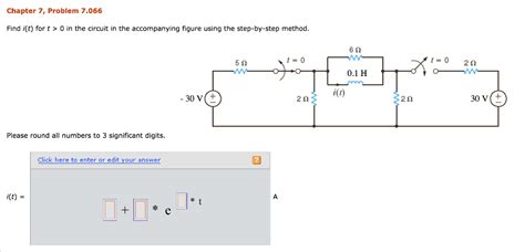 solved chapter 7 problem 7 066 find i t for t 0 in the