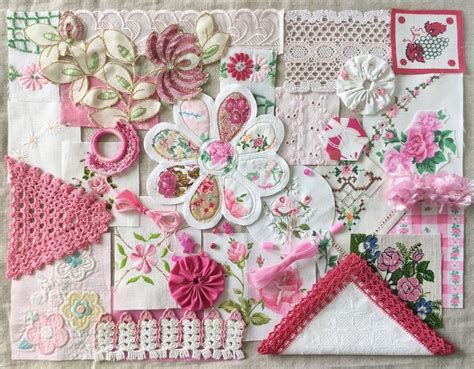 A Set Of Small Pieces Of Fabric Knit Ribbons Kept In Shades Of Pink