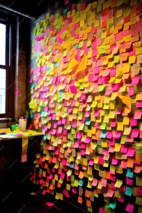 Premium Ai Image Sticky Notes On A Wall With Creative Ideas And