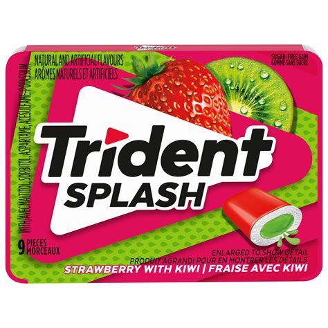 Trident Splash Sugar Free Gum Strawberry Kiwi Strawberry Kiwi 9 Count