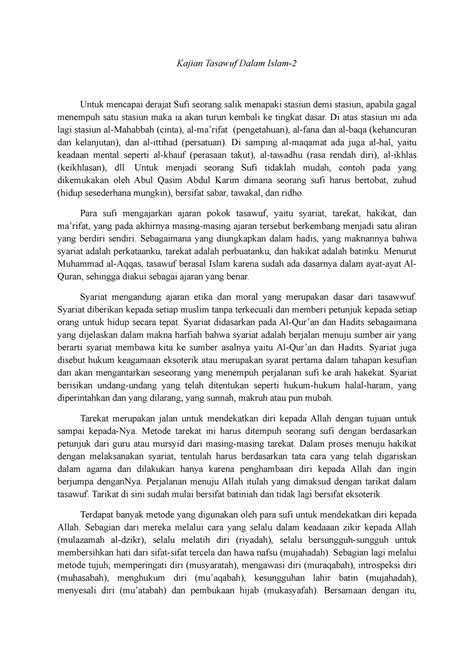 Kajian Tasawuf Dalam Islam Kajian Tasawuf Dalam Islam Untuk Mencapai Derajat Sufi Seorang