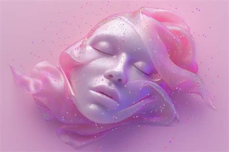 Womans Face With Neural Network Design And Serene Expression Premium