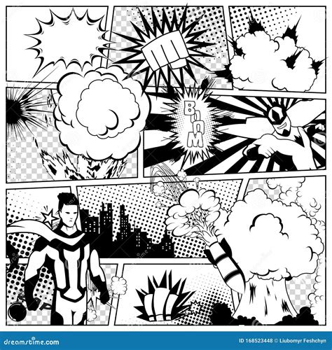 Vector Colorful Template Of Comic Book Page With Various Speech Bubbles