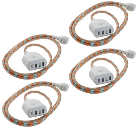 Morningsave Pack Electrical Habitat Braided Usb Extension Cord With A Port Usb