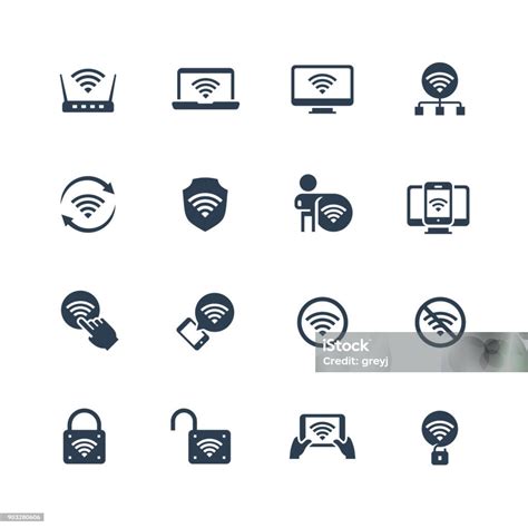 Wifi 相關向量圖示集向量圖形及更多一個人圖片 一個人 一組物體 互聯網 Istock