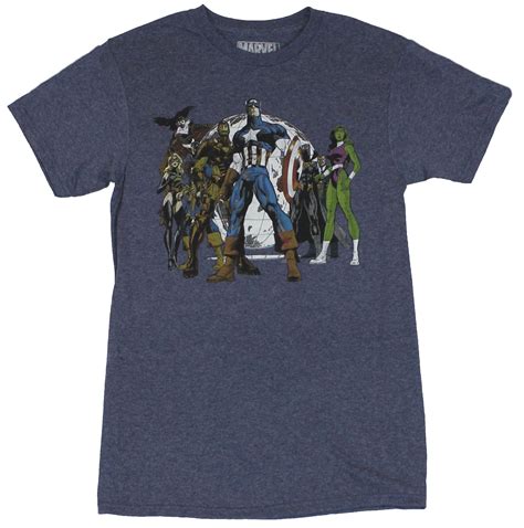 Avengers Marvel Comics Mens T Shirt Giant Team In Front Of Globe No