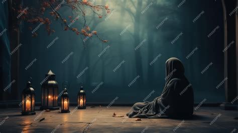 Premium Photo Muslim Women Wearing Hijabs Praying Inside A Beautiful