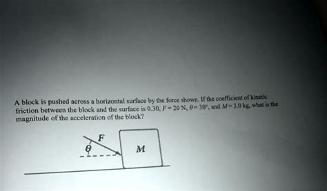 A Block Is Pushed Across A Horizontal Surface By The Force Shown If The Coefficient Of Kinetic
