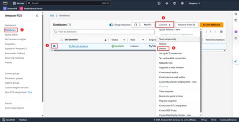 delete resources in rds ec2 and load balancer deploy applications