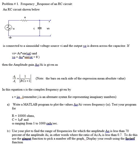 Solved Problem Frequency Response Of An Rc Circuit An Rc Circuit