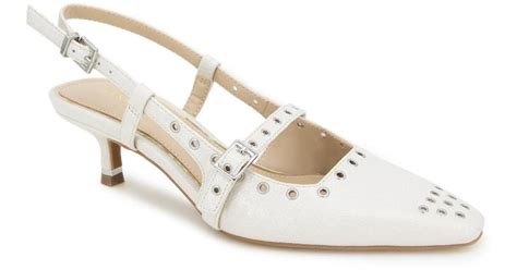 Kenneth Cole Martha Eyelet Kitten Heel Pumps In White Lyst