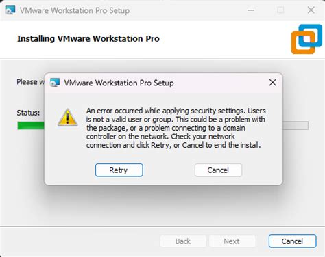 Défaut d installation vmware workstation windows 17 6 0 4873 VMware