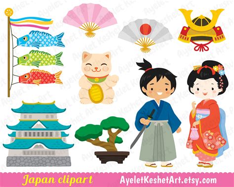 Japan Clipart Bundle Cute Japanese Items Japan Symbols Geisha