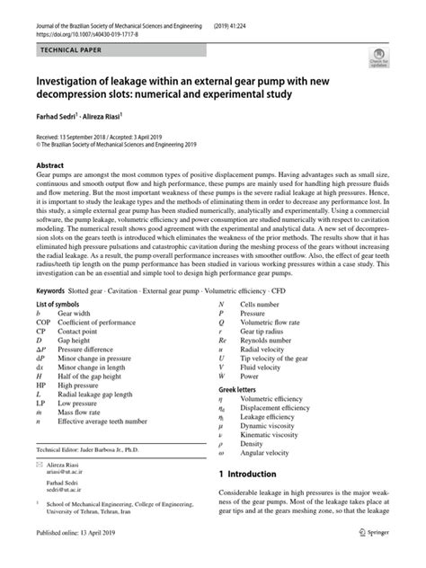 Investigation Of Leakage Within An External Gear Pump With New