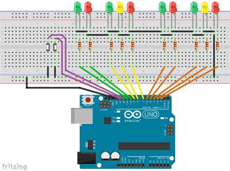 Ampelanlage Mit Arduino Mit Fussgängern Und Fahrspuren