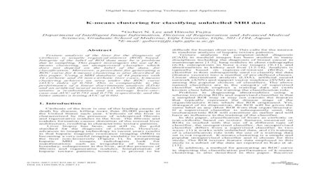 Pdf K Means Clustering For Classifying Unlabelled Mri Datacouinauds