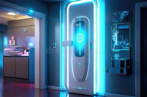 Biometric Security Scanner On A Sleek Door Stock Illustration