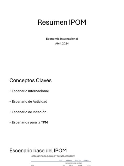Resumen Ipom Pdf Macroeconómica Economias