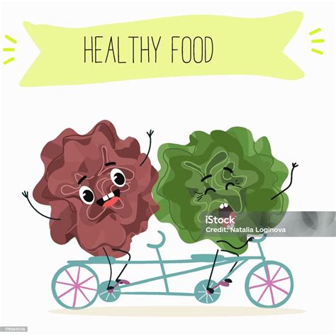 캐릭터 만화 녹색과 빨간색 Trocadero 양상추 Lactuca Sativa 벡터 일러스트 레이 션 재미 있는 채소 쾌활한