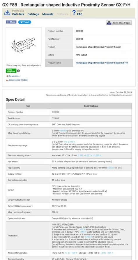 2 5 Mm Panasonic Inductive Proximity Sensor Gx F8b 24 V Npn At ₹ 1550 Piece In Boisar