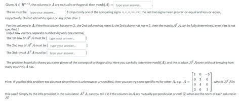 solved given a∈rm×3 the columns in a are mutually