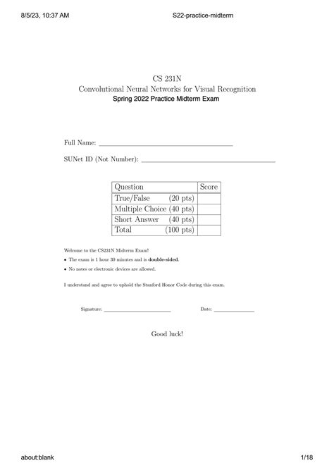 Solution S22 Practice Midterm Convolutional Neural Networks For Visual