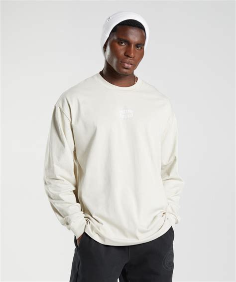Gymshark Gs10 Year Oversized Long Sleeve T Shirt Chalky Grey Gymshark