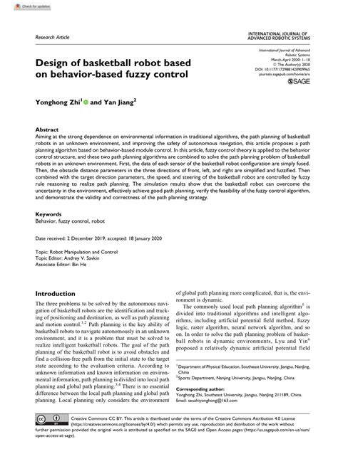 Pdf Design Of Basketball Robot Based On Behavior Based Fuzzy Control