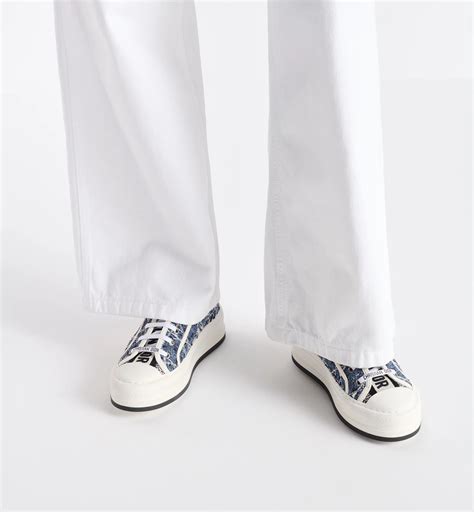 Walkndior Platform Sneaker Denim Blue Cannage Tweed Dior