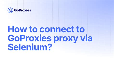 How To Connect To Goproxies Proxy Via Selenium Goproxies Documentation