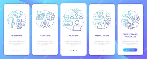 Premium Vector Members Categories Blue Gradient Onboarding Mobile App Screen