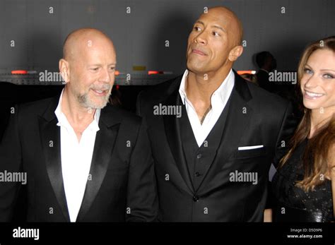 Hollywood Usa 28th March 2013 Bruce Willis And Dwayne Johnson During The Premiere Of The New