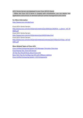 Cisco Ucs E Series Servers Overview DOCX