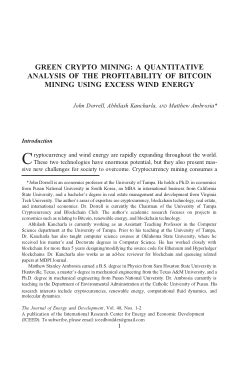Green Crypto Mining A Quantitative Analysis Of The Profitability Of Bitcoin Mining Using