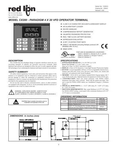 CX Data Sheet Manual PDF Red Lion Controls