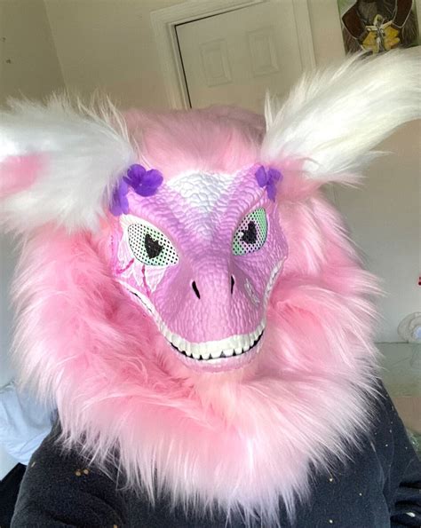 Custom Furred Dino Mask Fursuit Head Cosplay Mask Quick Tat Etsy