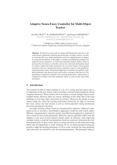 Pdf Adaptive Neuro Fuzzy Controller For Multi Object Tracker€¦ · Adaptive Neuro Fuzzy