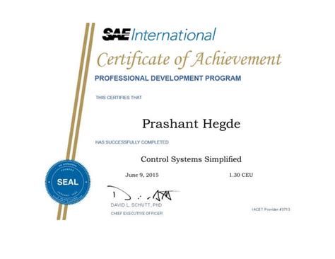 Sae Controls Certificate Ppt