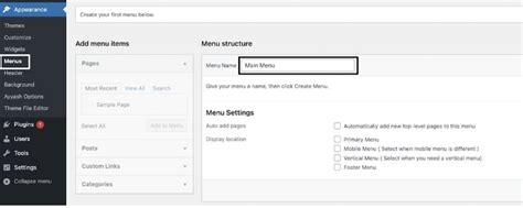 create new menu themerox